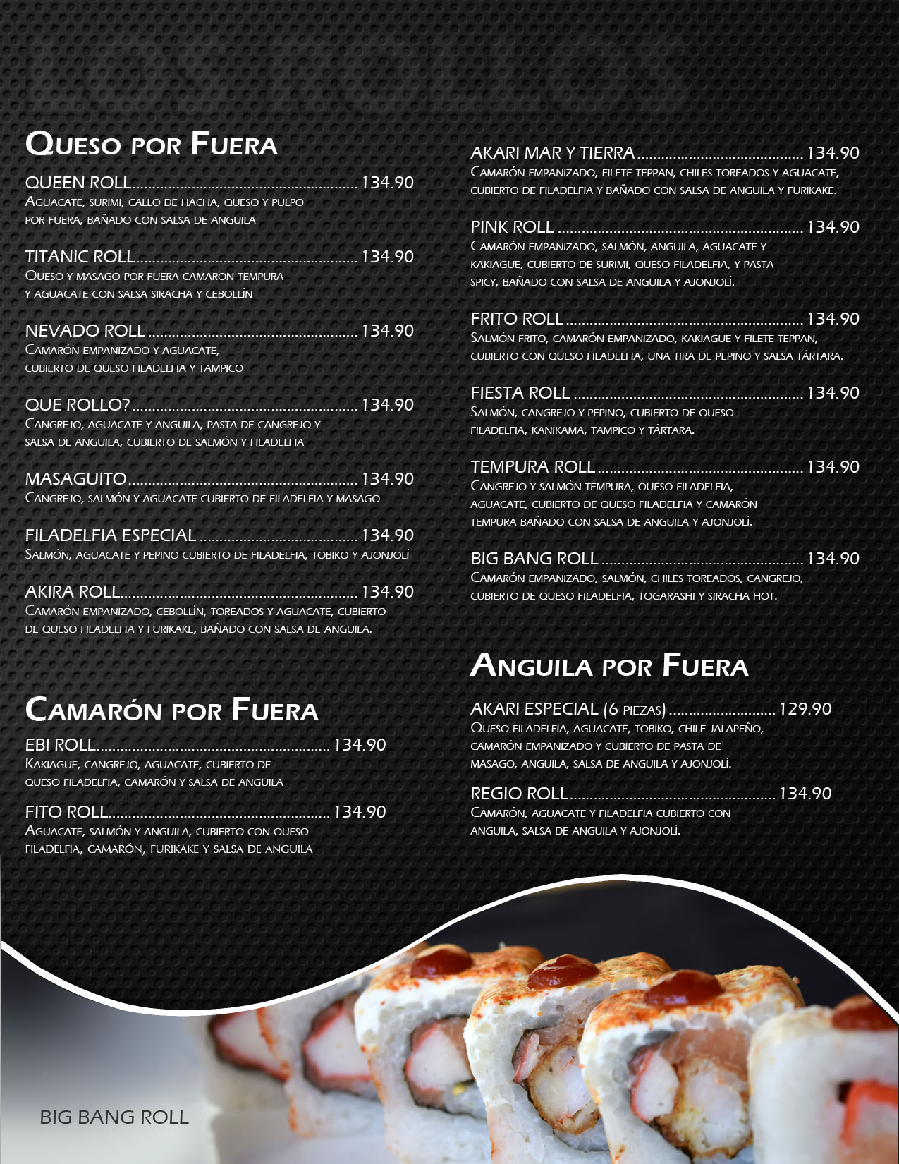 Menu AKARI a Domicilio