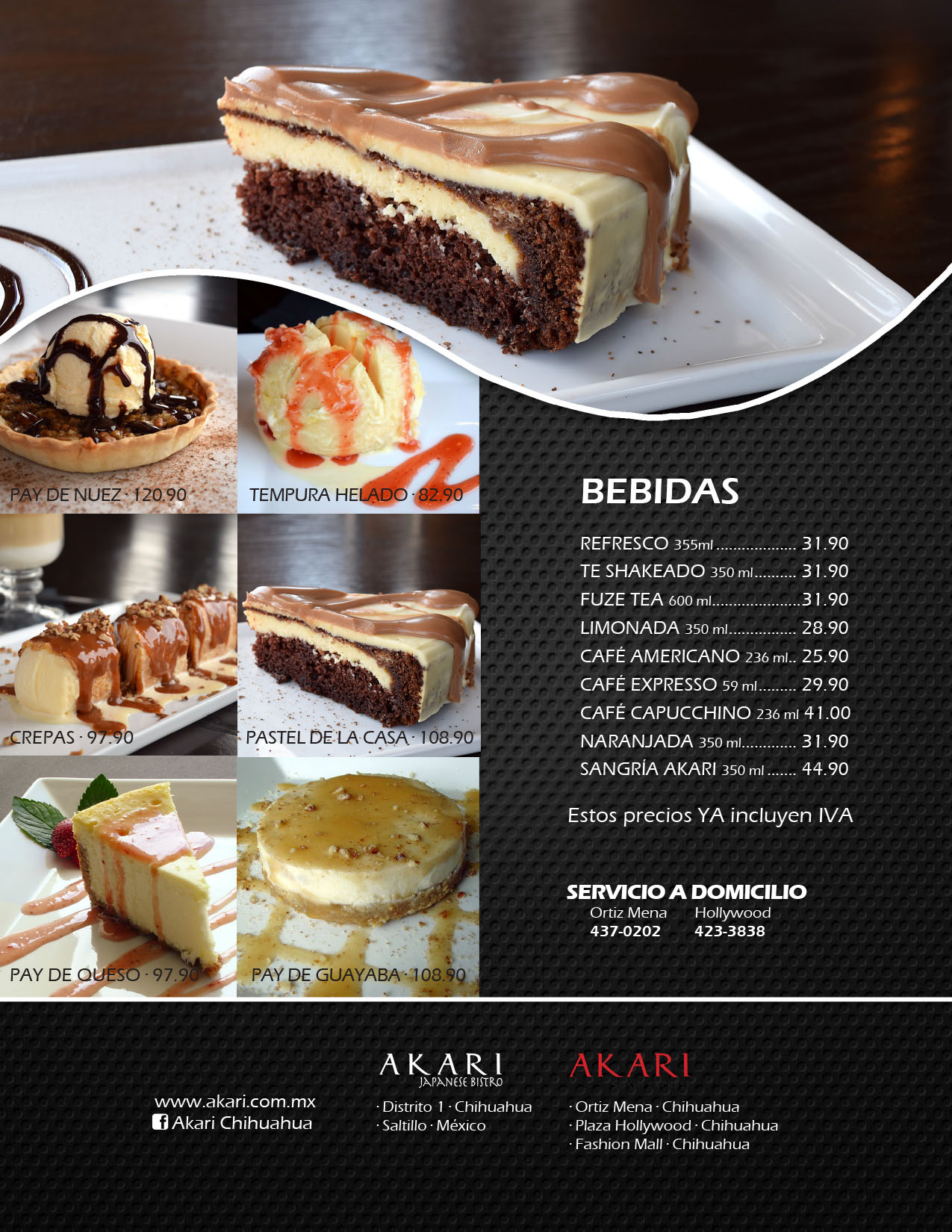 Menus AKARI Bistro