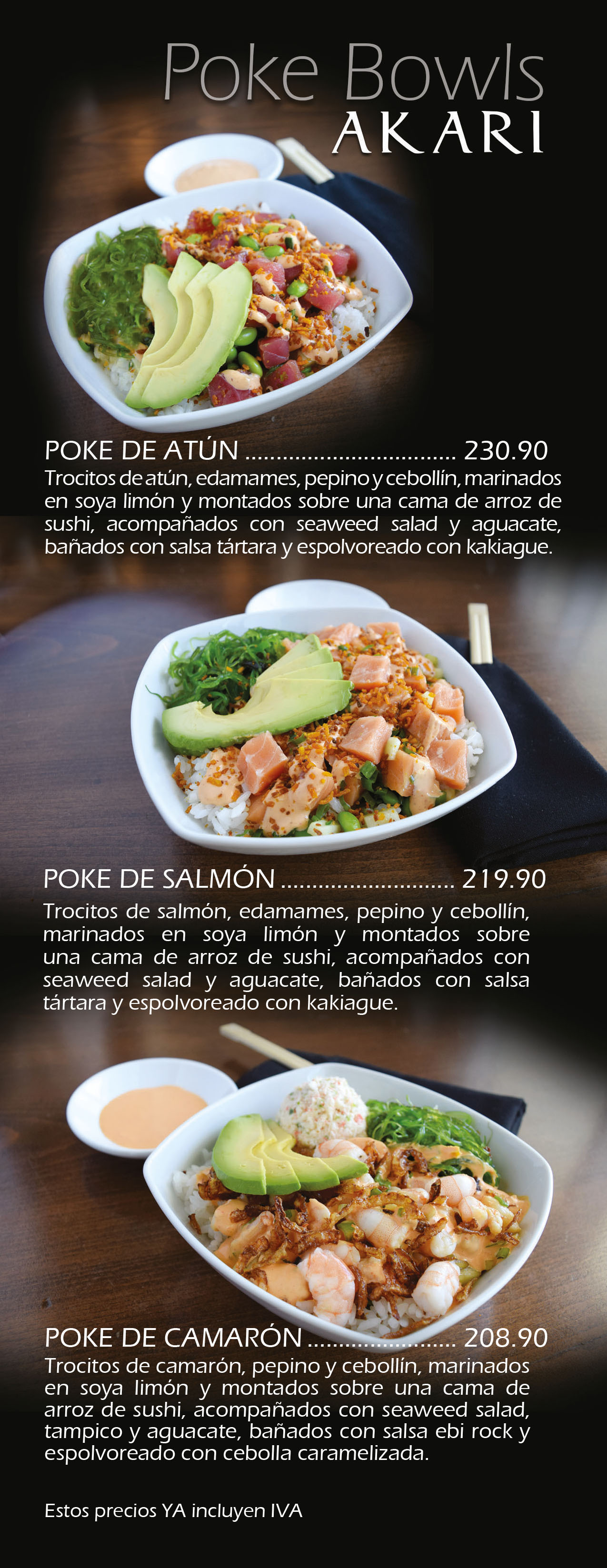 Menus AKARI Bistro
